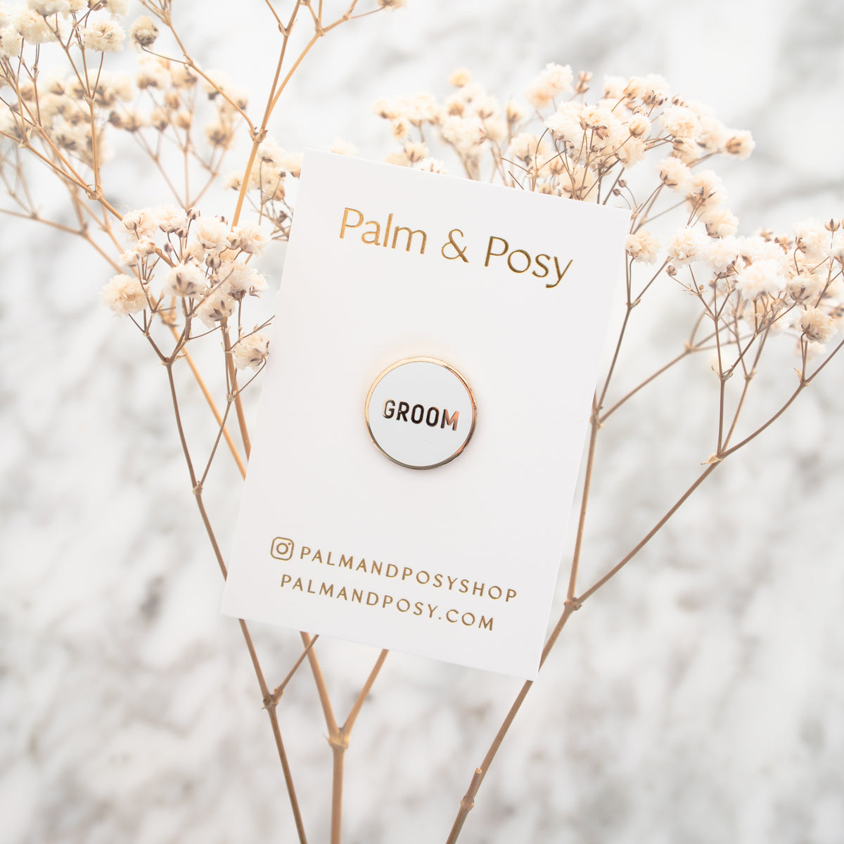 Round Groom Pin | Palm and Posy